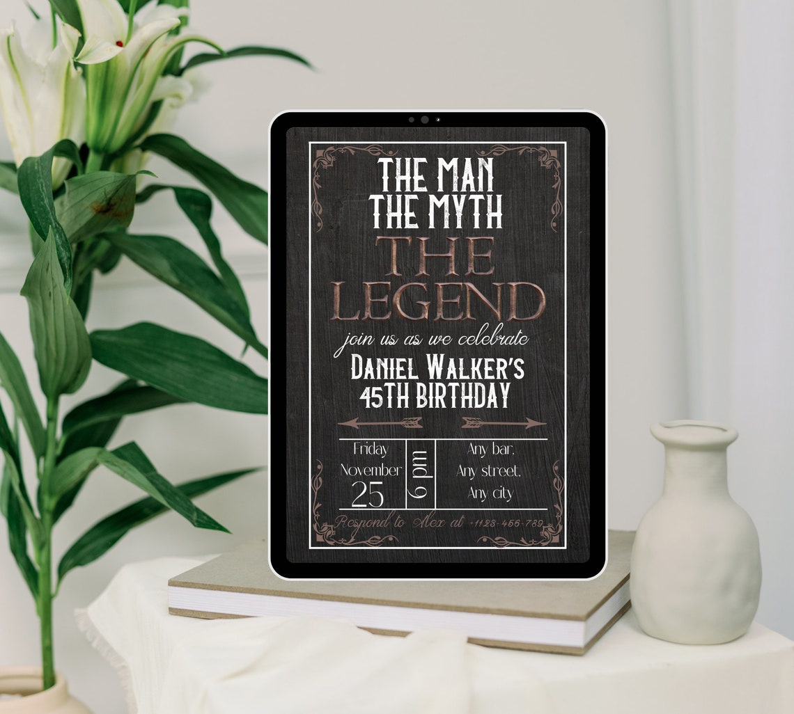 The Man the Myth the Legend Birthday Invitation, Adult Bday Party ...