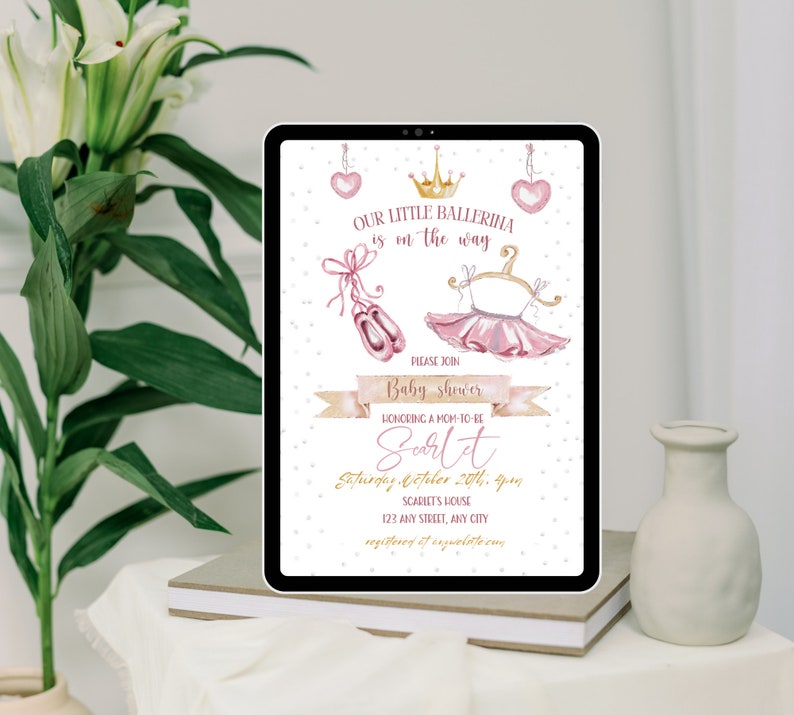 Editable Girl Pointe and Tutu Baby Shower Invitation Digital - Etsy