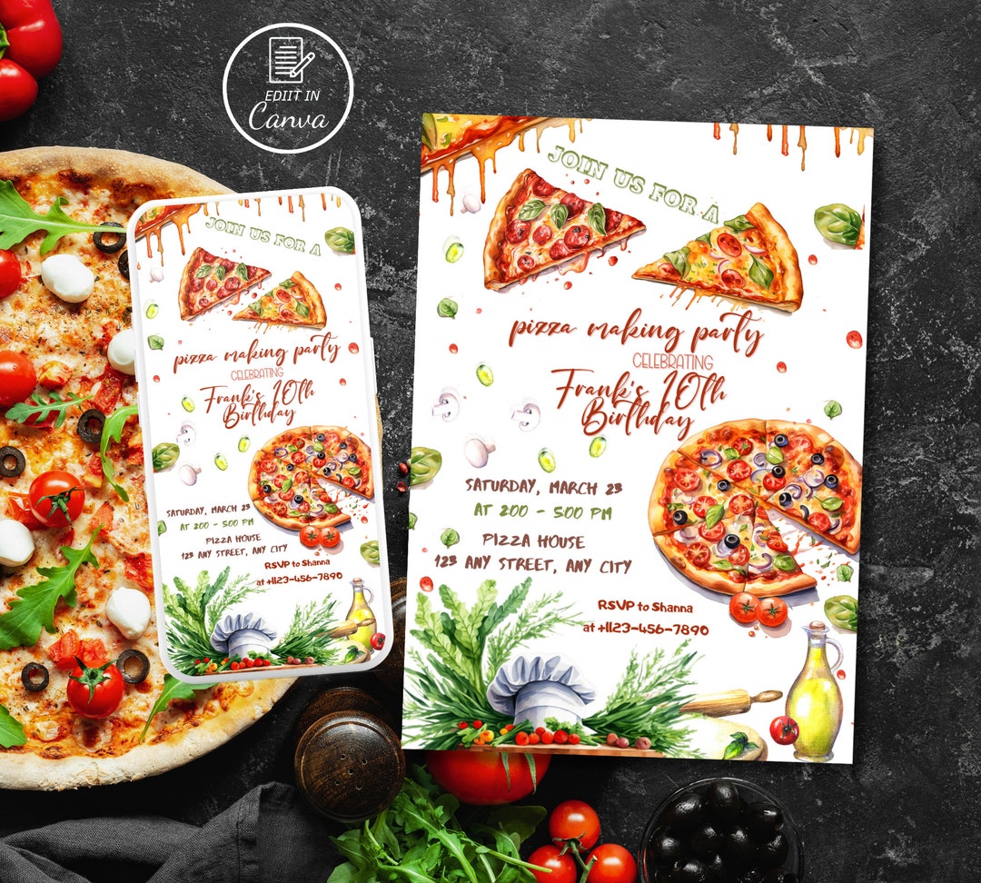 Pizza Making Party Invitation, Editable Pizza Birthday Template, Little ...