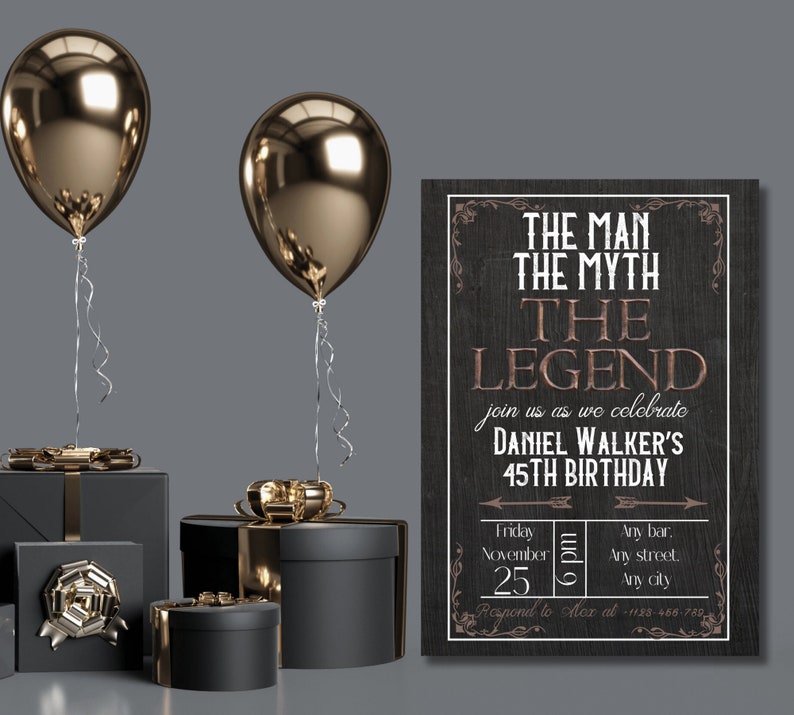 The Man the Myth the Legend Birthday Invitation, Adult Bday Party ...