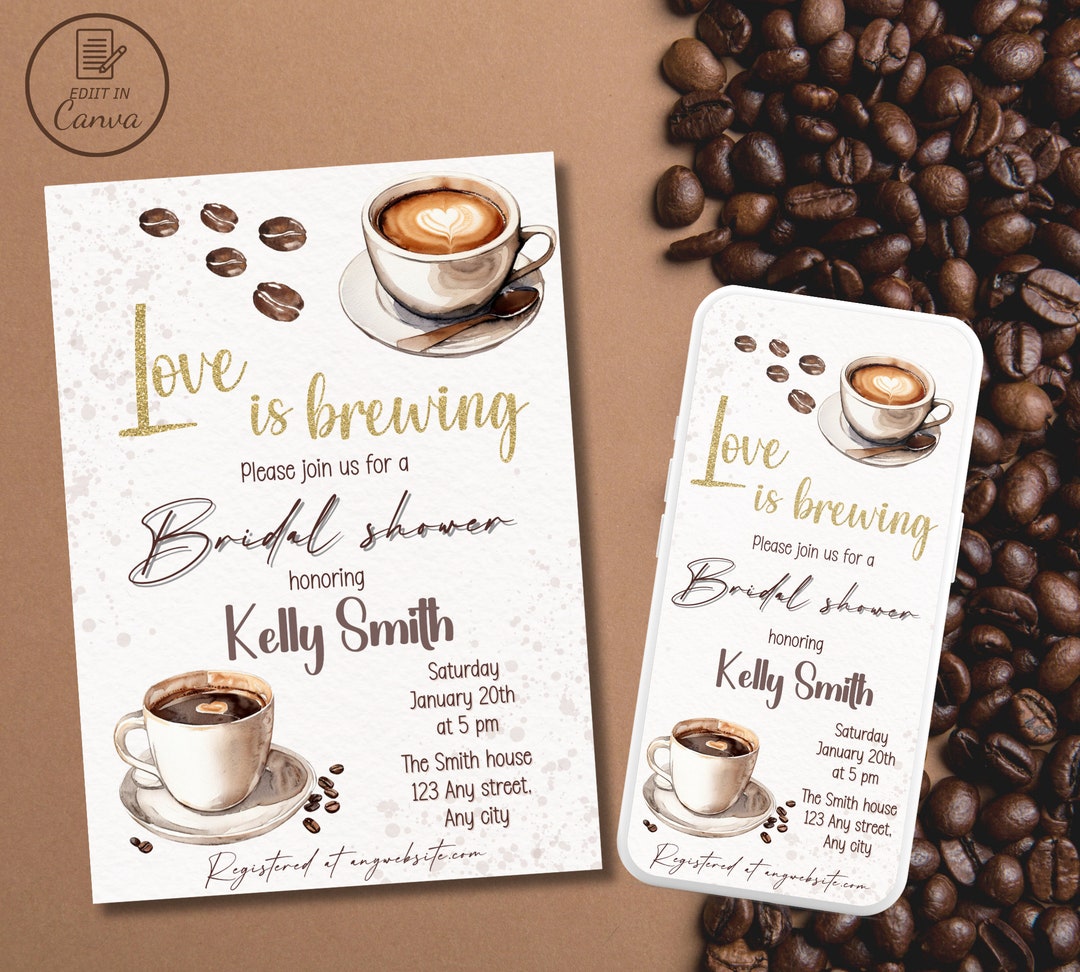 Love is Brewing Bridal Shower Invitation, Coffee With Bride-to-be ...