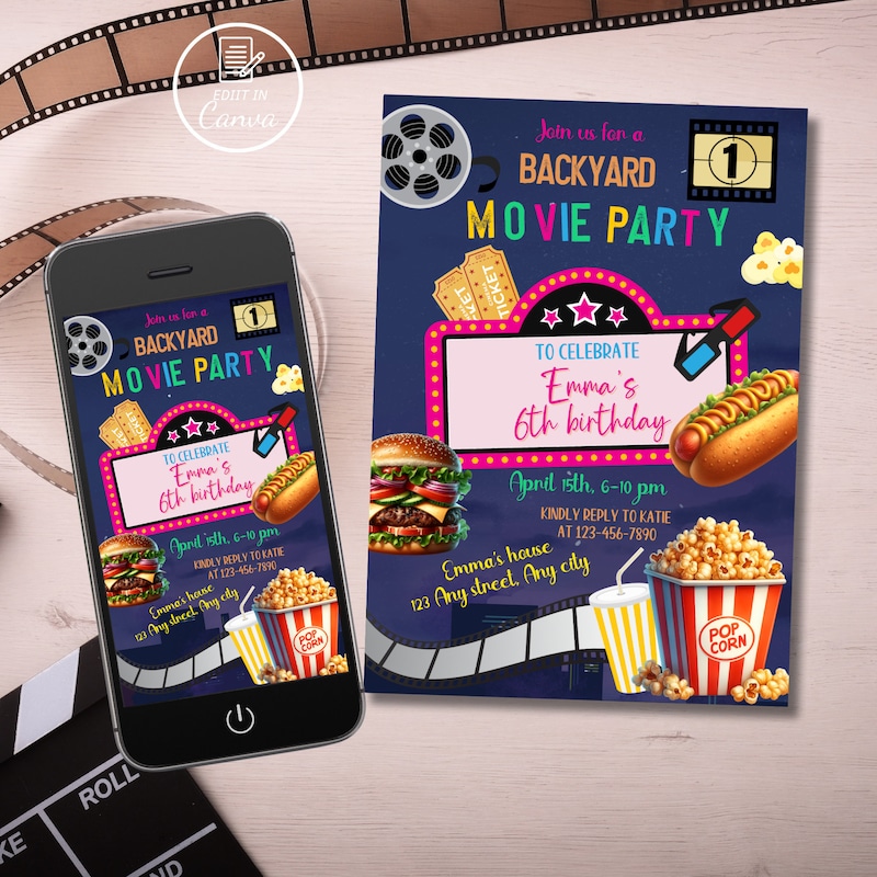 Outdoor Movie Invite - Etsy