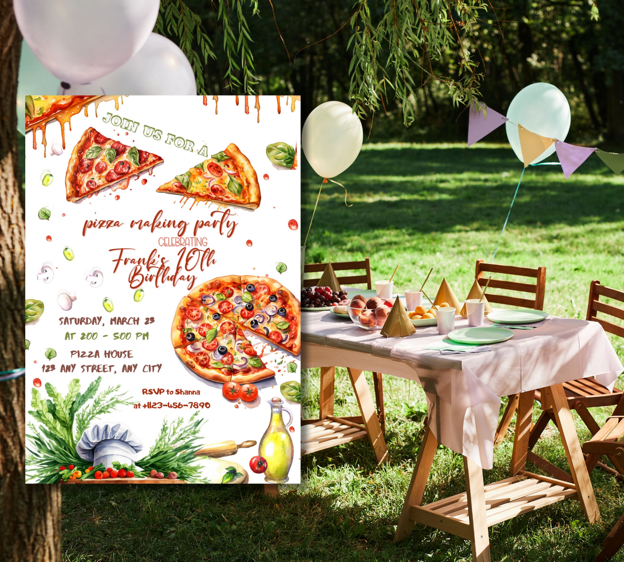 Pizza Making Party Invitation, Editable Pizza Birthday Template, Little ...
