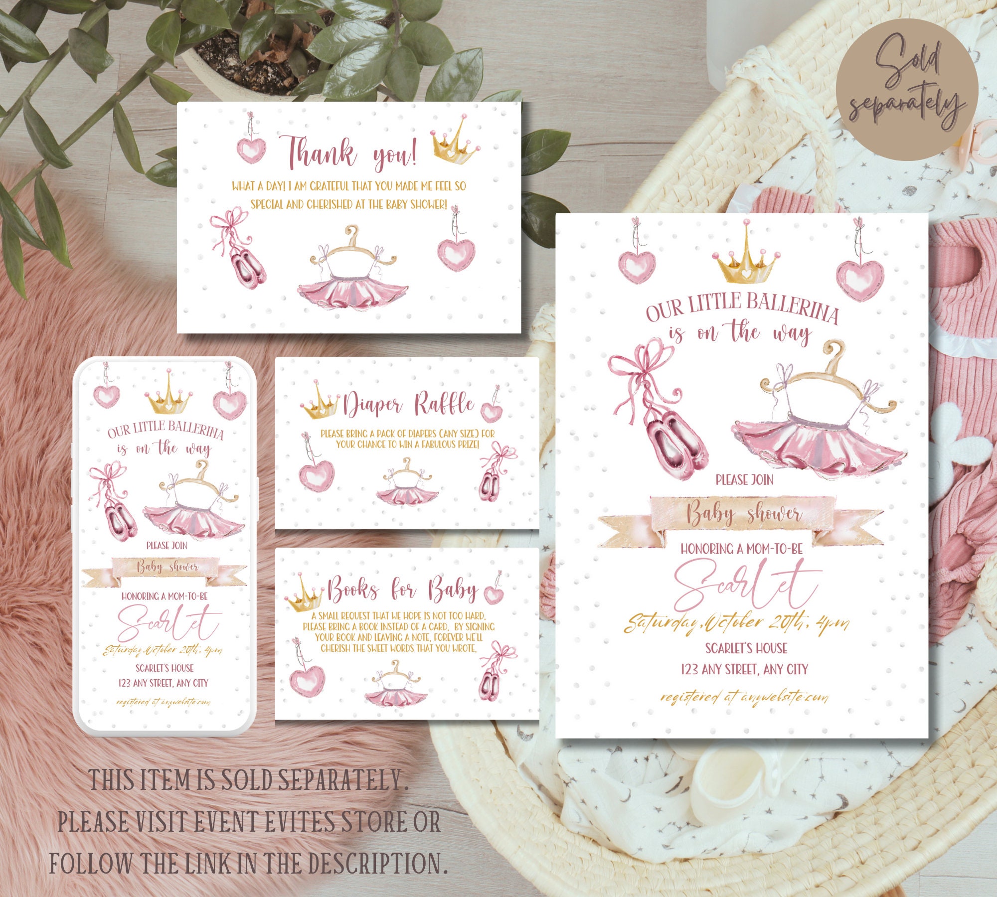 Editable Girl Pointe and Tutu Baby Shower Invitation, Digital Ballerina ...
