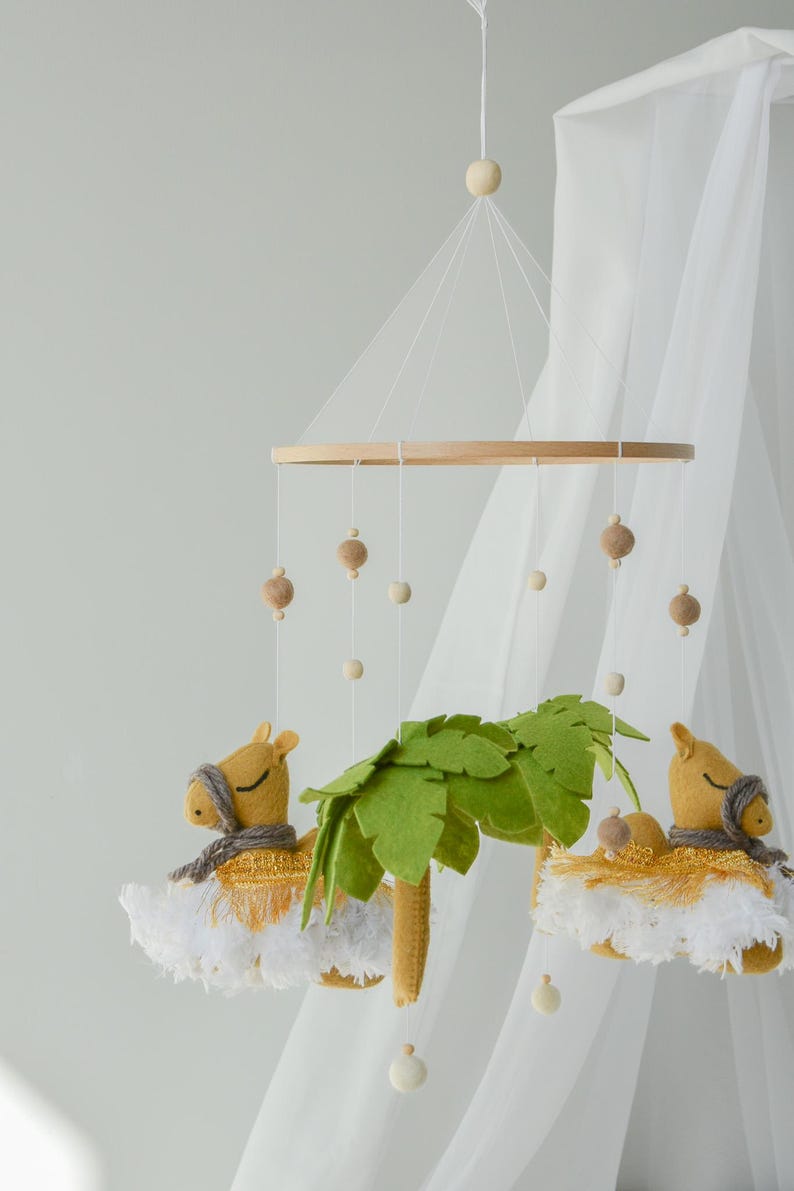 Boho Mustard Camel Baby Crib Mobile, Baby Nursery Mobile, Baby Mobile ...