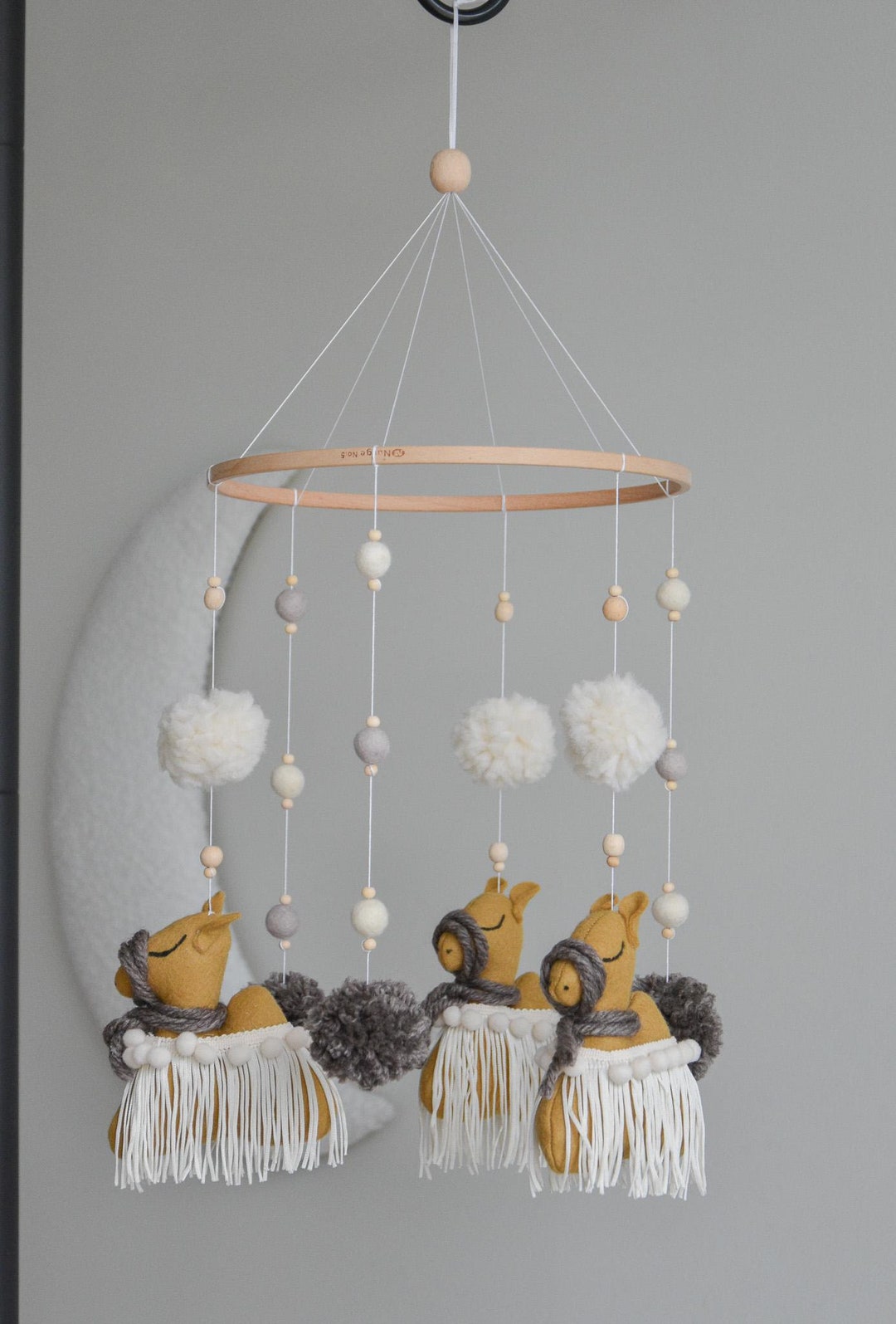 Boho Mustard Camel Baby Crib Mobile, Baby Nursery Mobile, Baby Mobile ...