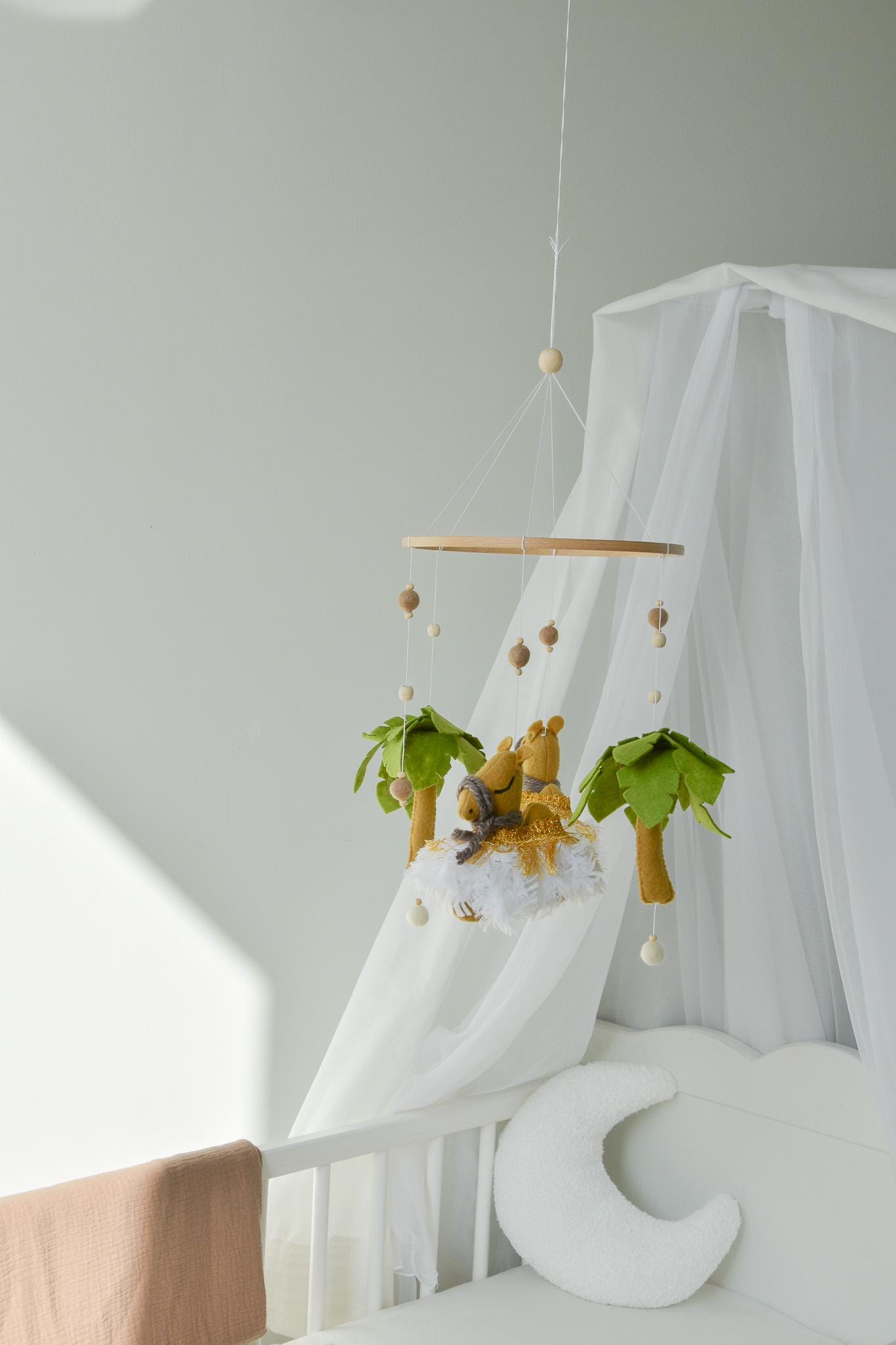 Boho Mustard Camel Baby Crib Mobile, Baby Nursery Mobile, Baby Mobile ...