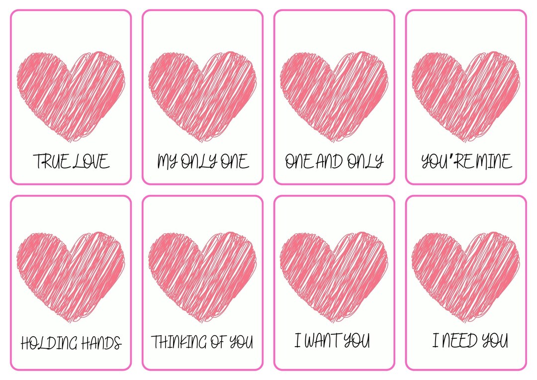 56 PACKS VALENTINE FLASHCARDS, Simple Design, Fun Design, Game Cards ...