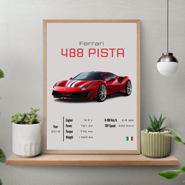 Ferrari 488 Pista Printable - Etsy