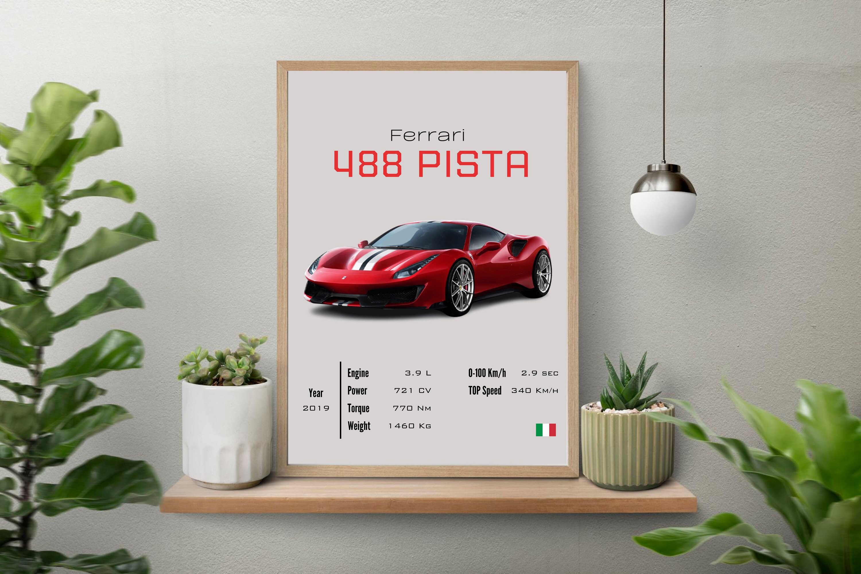 Ferrari 488 PISTA 2019 Printable Poster for Personalized - Etsy