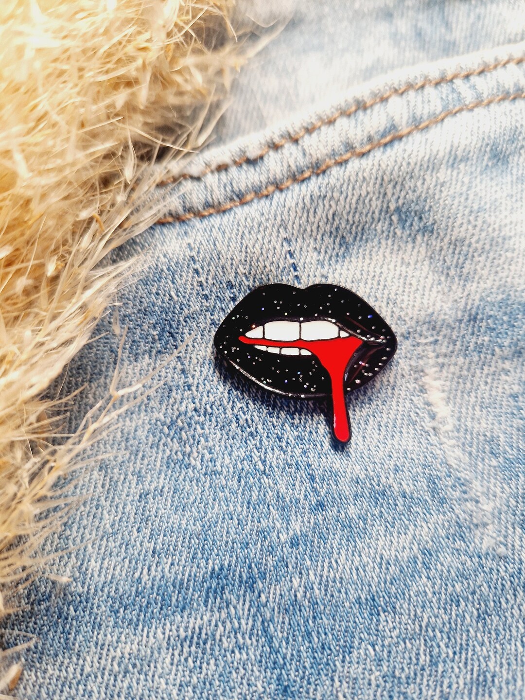 New Pin Mouth Lips With Blood Pin Pin Brooch Button Clip - Etsy