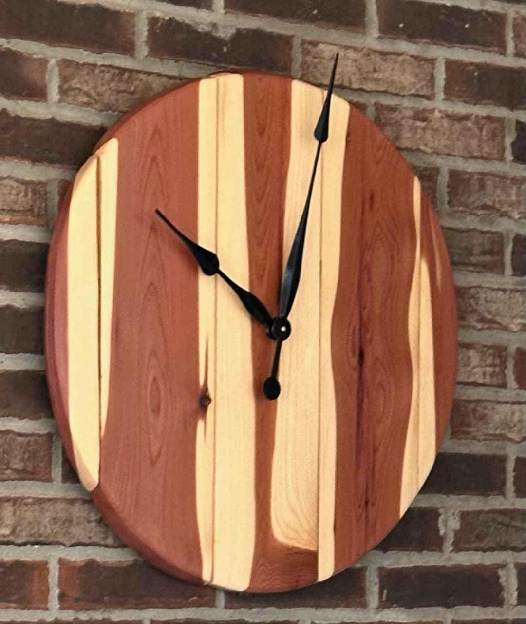 Custom Analog Clock Made With Cedar Wood. Black Minute and Hour Hands ...