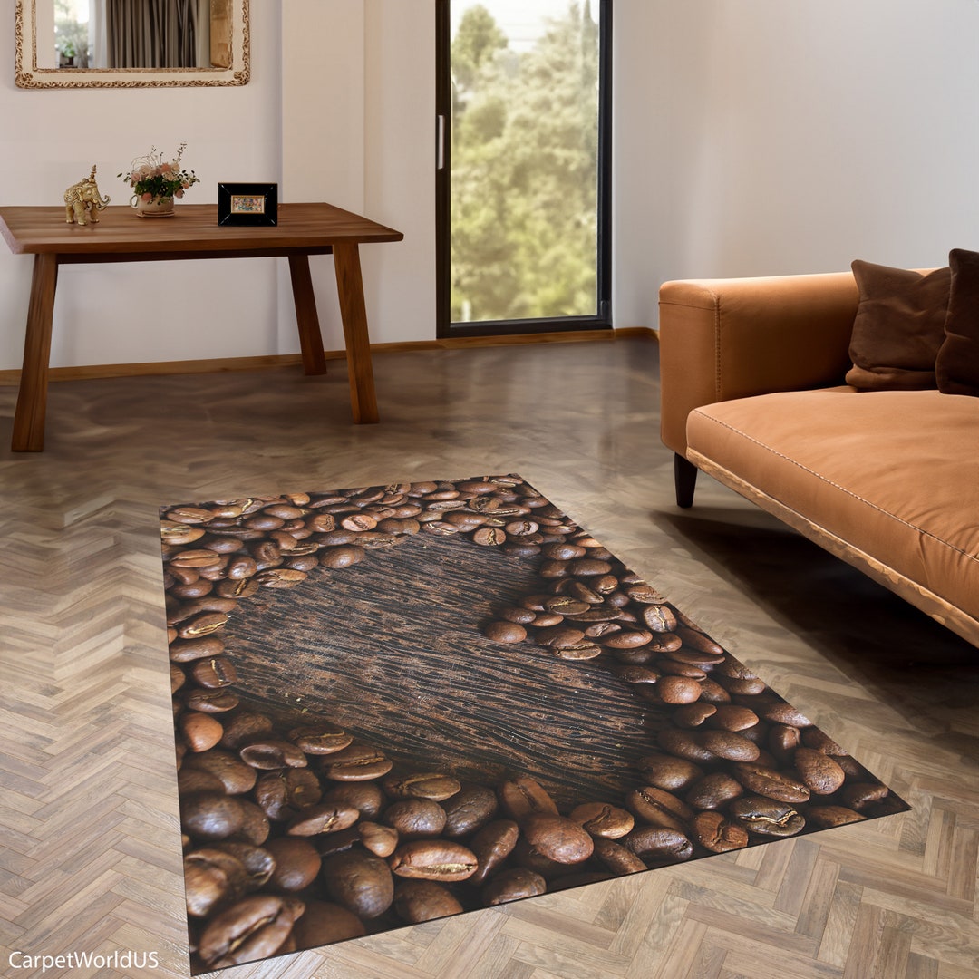 Stress Relieving Coffee Heart Design Rug Brown Printed Rug - Etsy