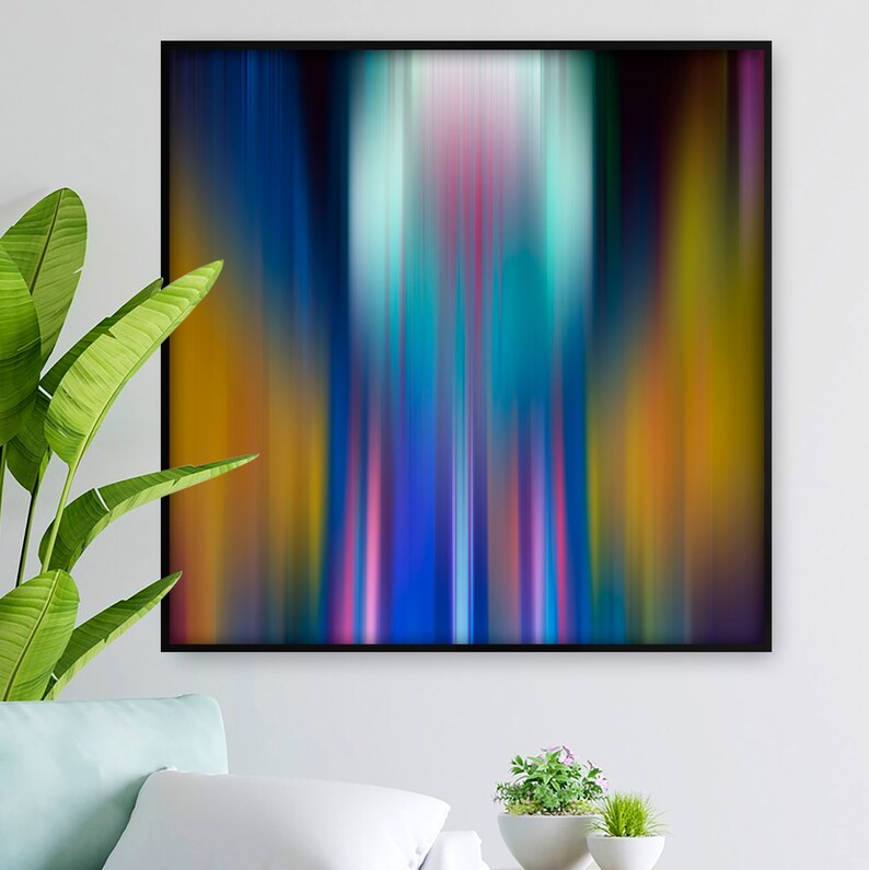 Flutter Large Abstract Print, Vibrant Colors, Wall Art Design, Living ...