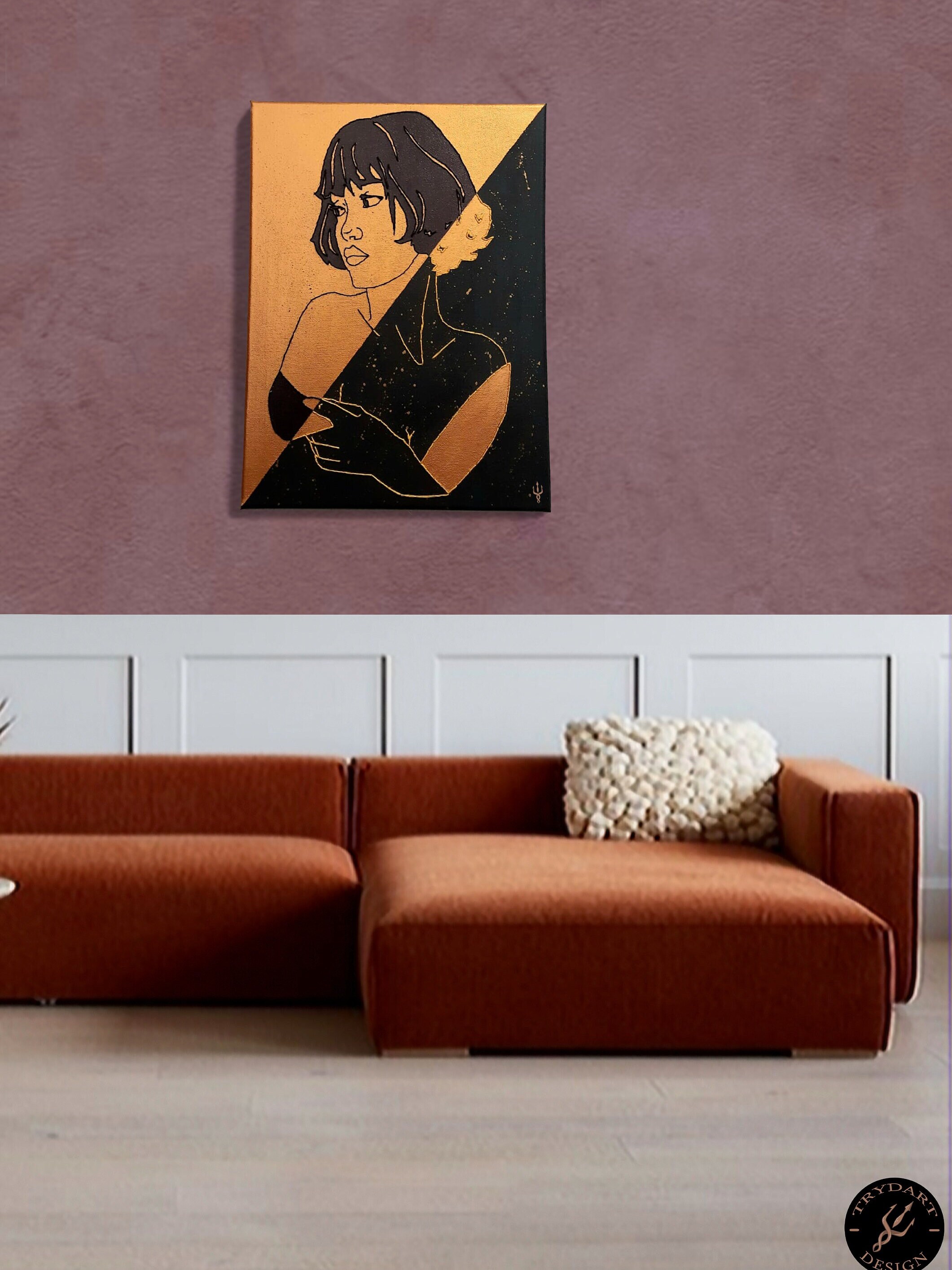 Minimal Girl Wall Painting Decorative Painting Painting on - Etsy