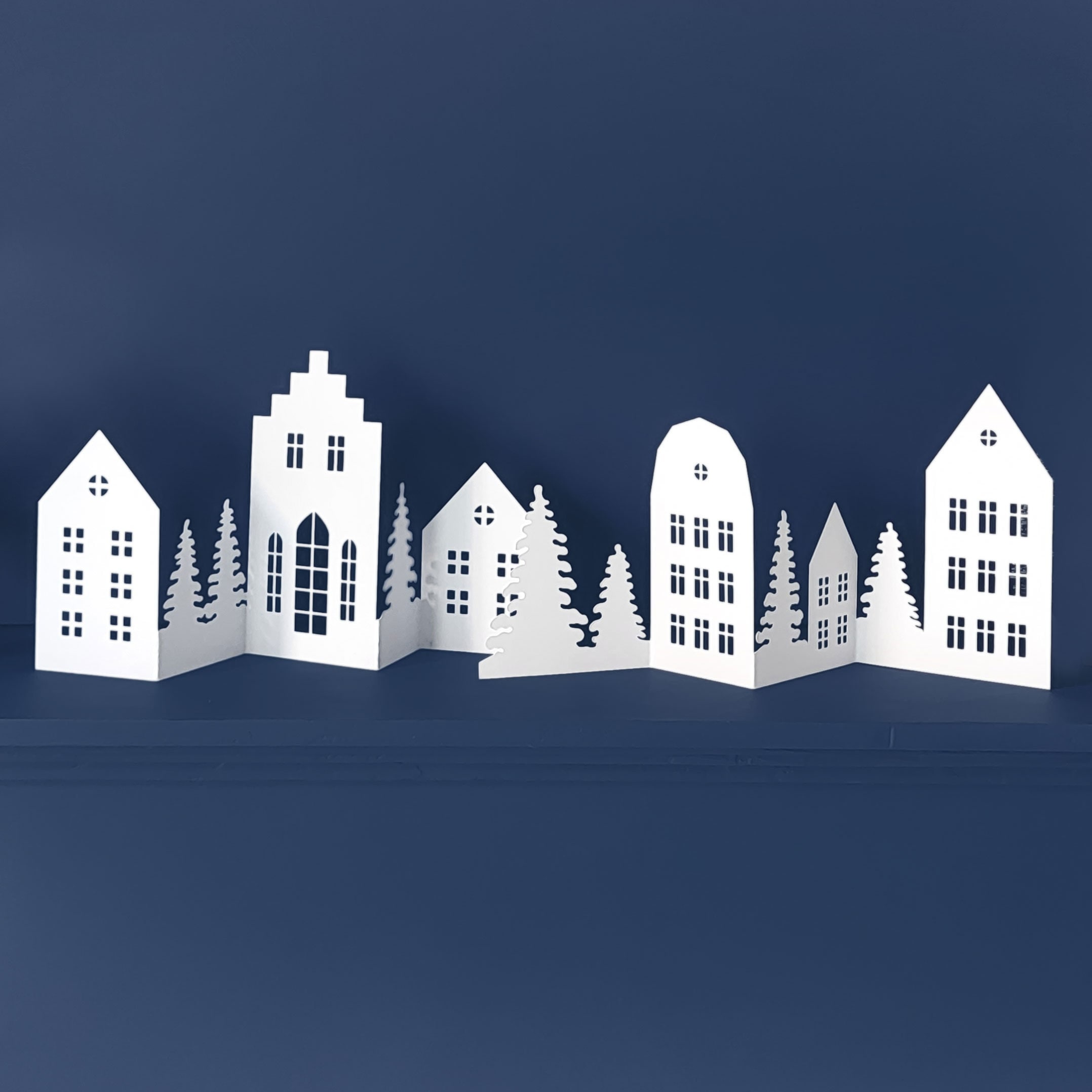 Christmas Village Fold Out Houses Papercut Decoration, Eco Friendly ...