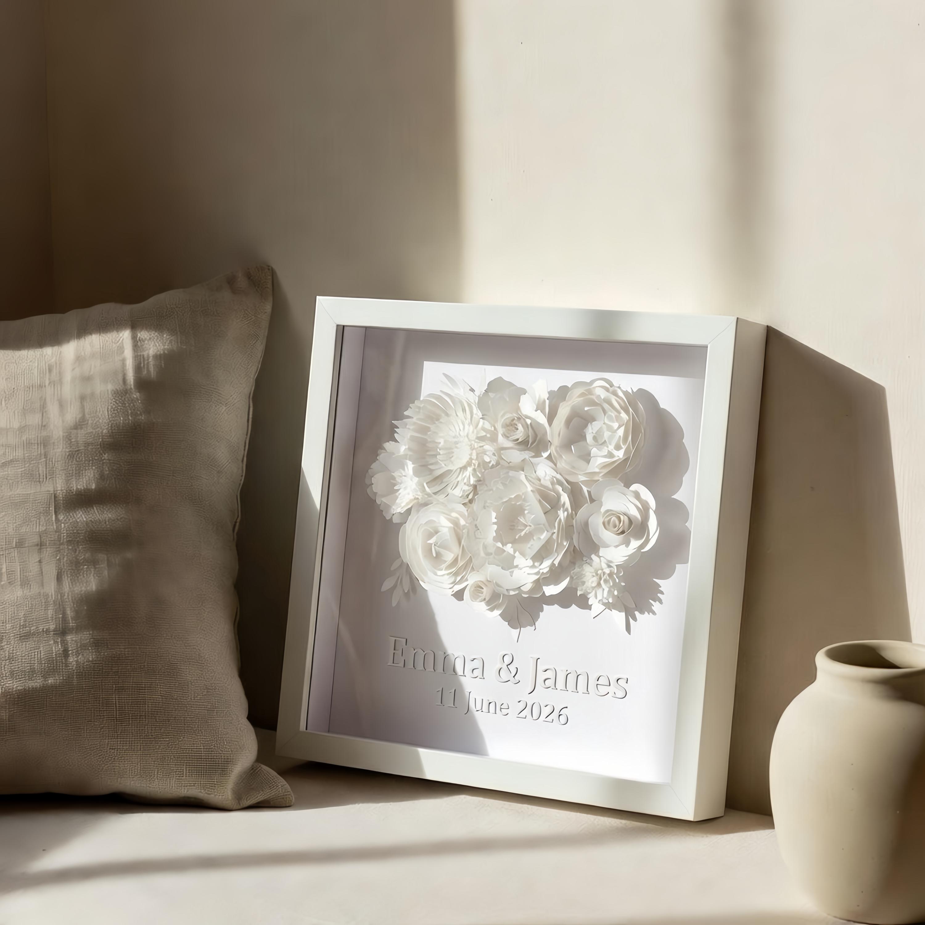 Personalised Wall Art for Couples, Custom Name Paper Relief Frame ...
