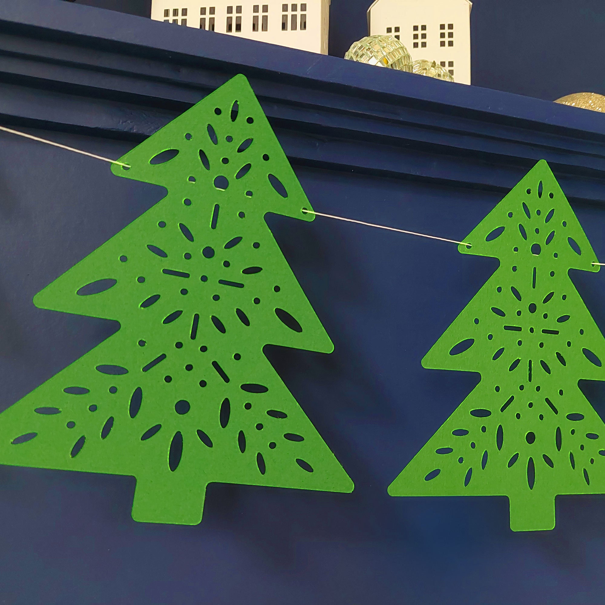 Christmas Tree Papercut Garland Decoration, Winter Wonderland Papercut ...