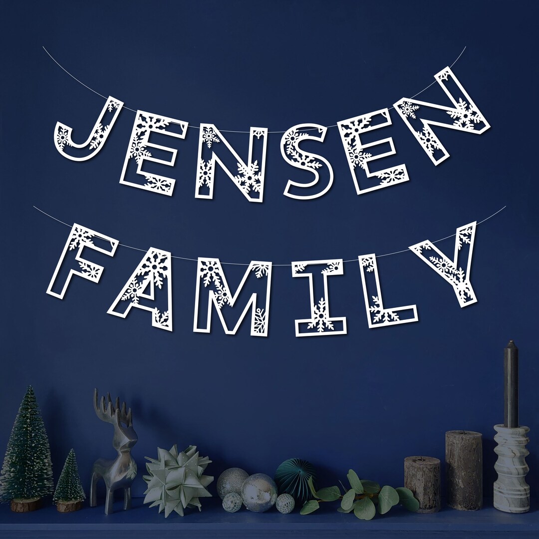 Custom Last Name Banner Snowflake Letters Decoration, Personalized ...
