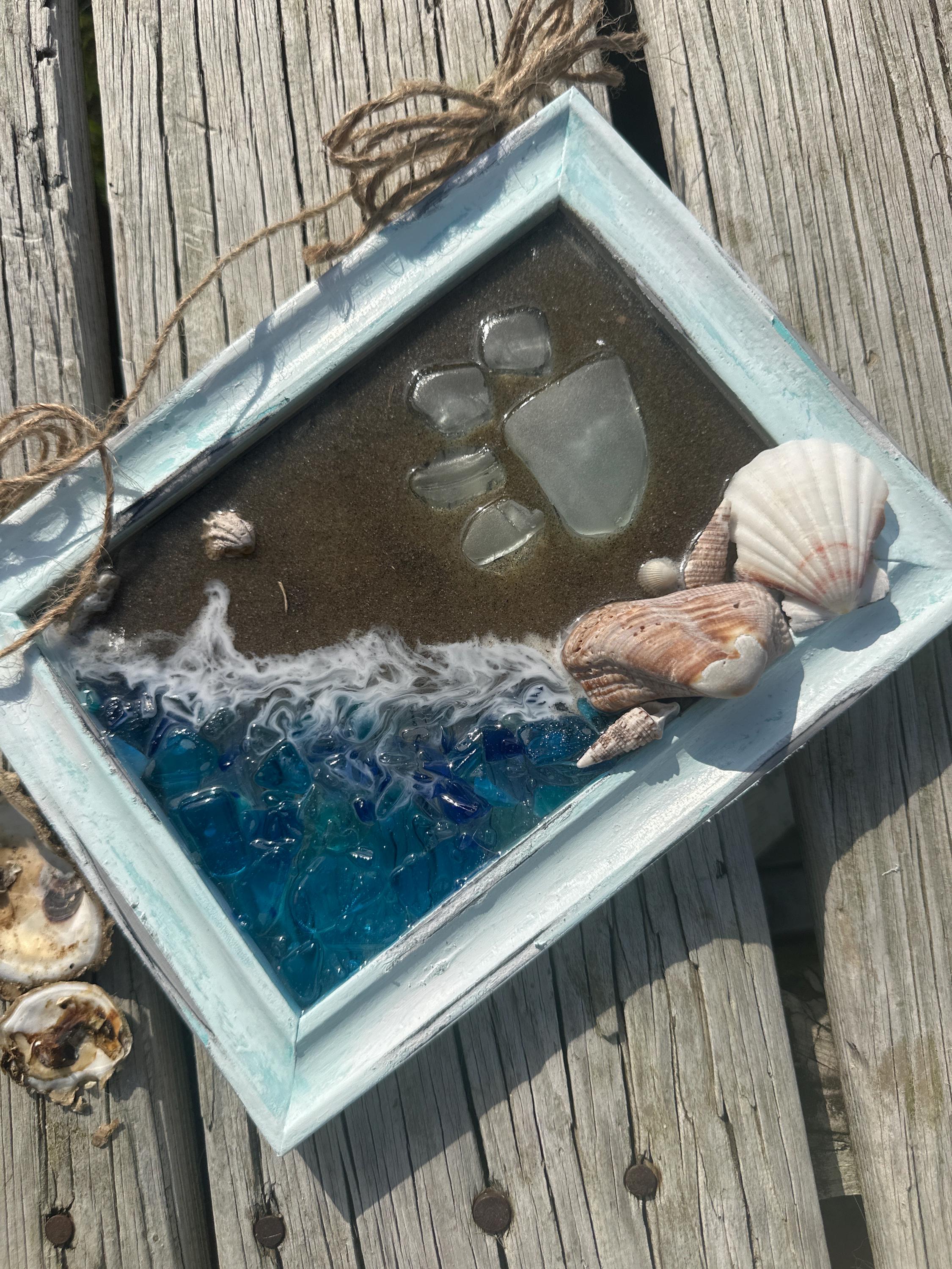 Sea Glass Paw Print Art: Coastal Beach Decor Suncatcher (8x6 Framed) - Etsy