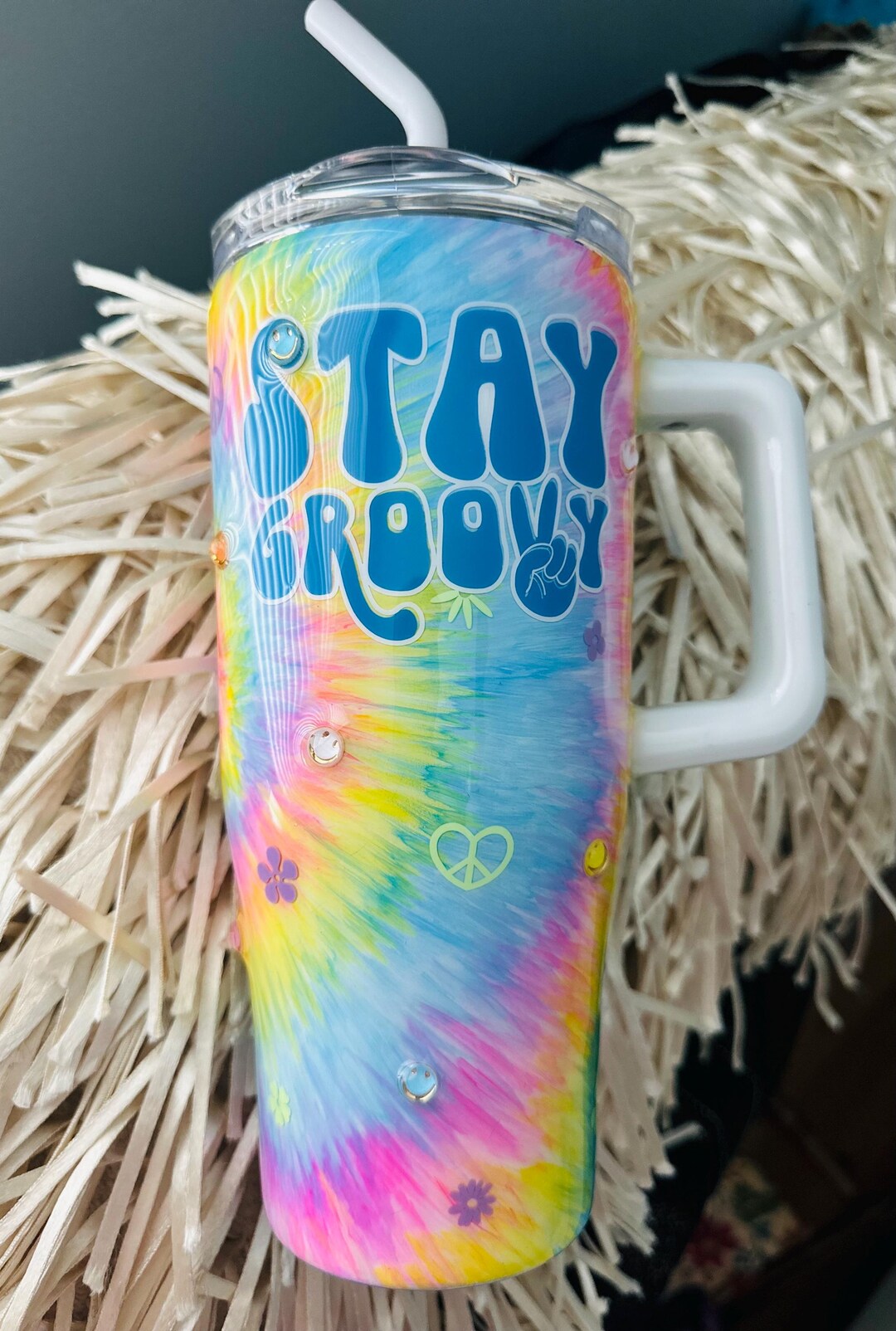 Groovy Tie Dye 30oz Stainless Steel Travel Mug - Etsy
