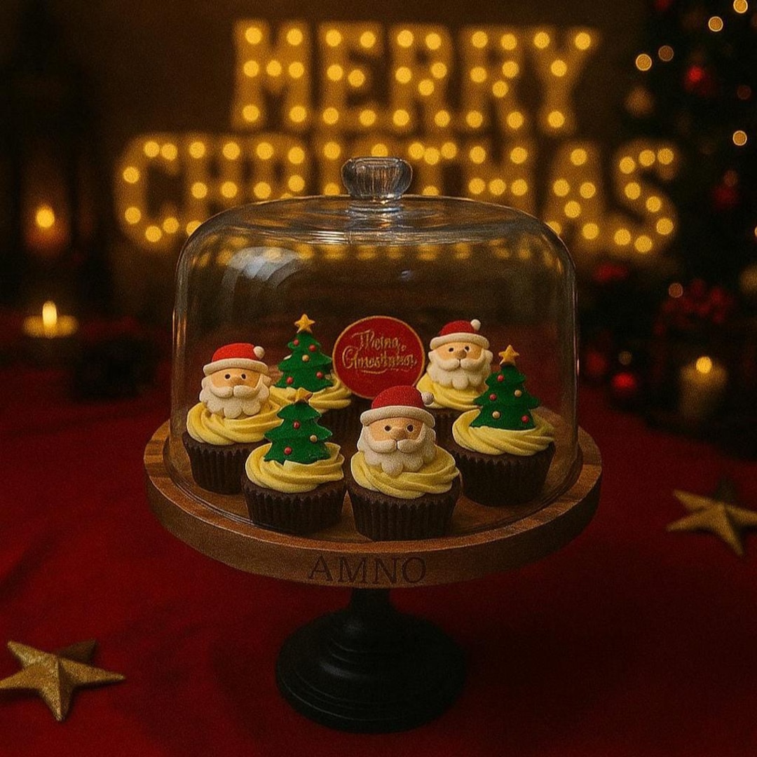 Personalised Christmas Acacia Wood Cake Stand With Lid: Free Laser Wood ...