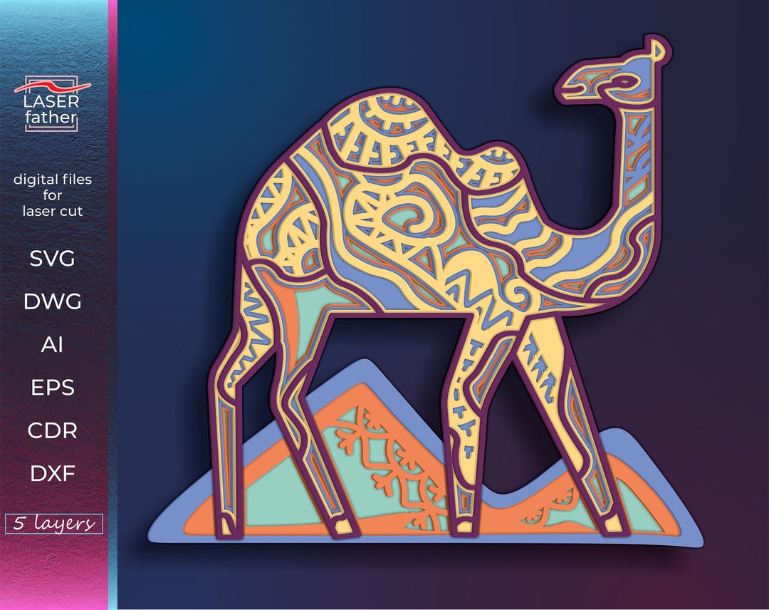 Camel Layered 3D SVG, Laser Cut, Digital Download Ai Cdr Eps Png Dwg ...