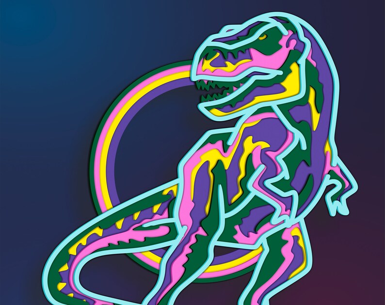 T-rex 3D Layered SVG File for Laser Cut, Instant Digital Download Svg ...