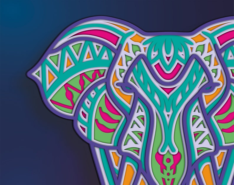 3D Elephant Layered SVG File, Laser Cut, Digital Download Svg Png Ai ...