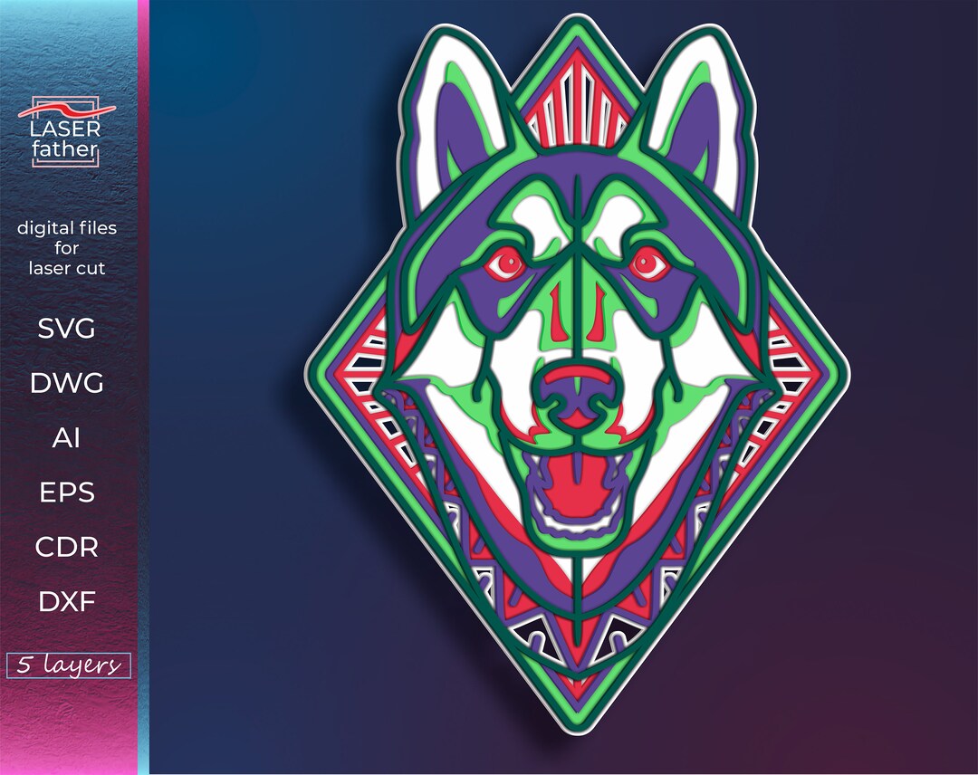 Husky 3D Multilayer SVG, Digital Download Svg Png Ai Cdr Dxf Dwg Eps ...