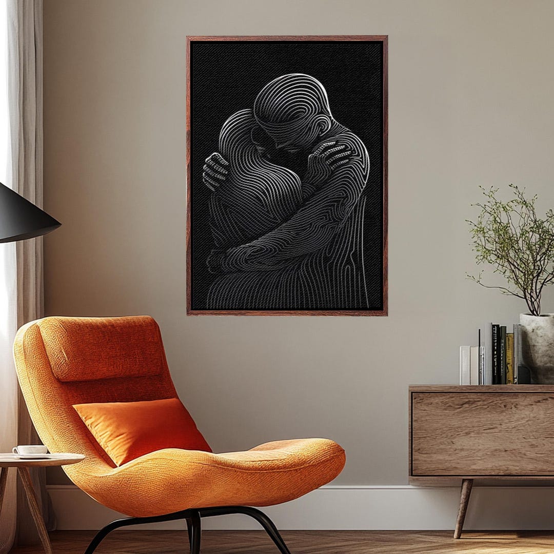 Linear Hug of A Couple Painting, Housewarming Gifts, İllustration ...