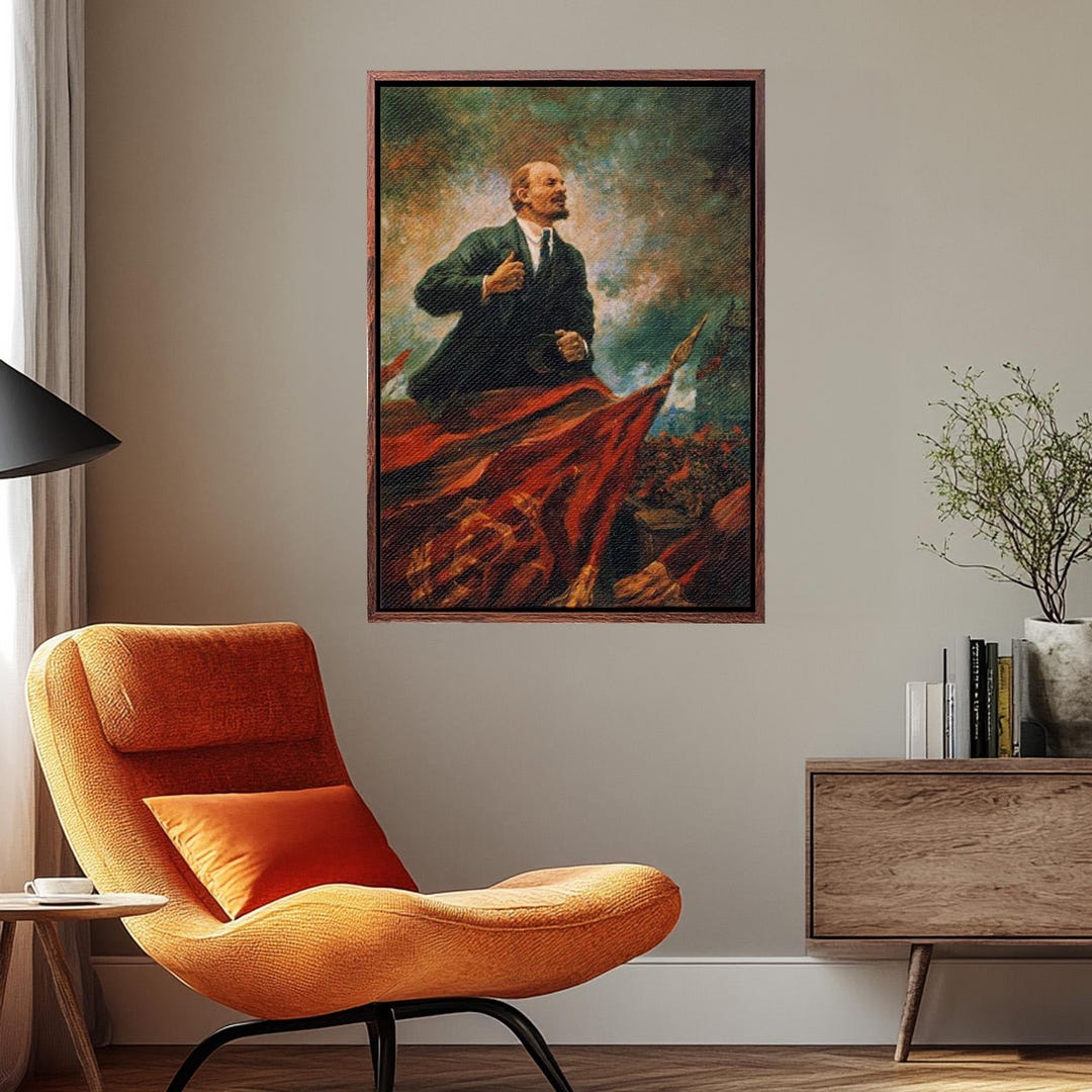 Soviet Leader Vladimir Lenin Canvas Painting, Large Wall Hanging ...