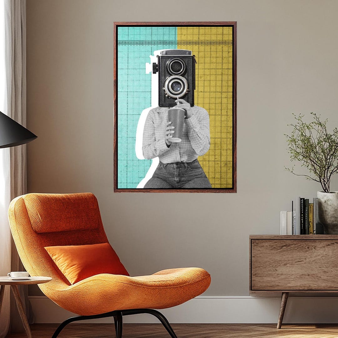 Abstract Woman With Camera Head Pop Art Painting, Populer Canvas Print ...