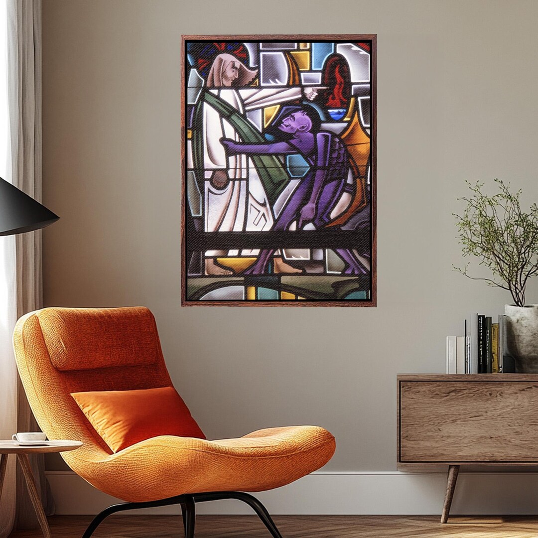 Devil Deceiving Jesus Painting, Large Wall Art, Religious Canvas Wall ...