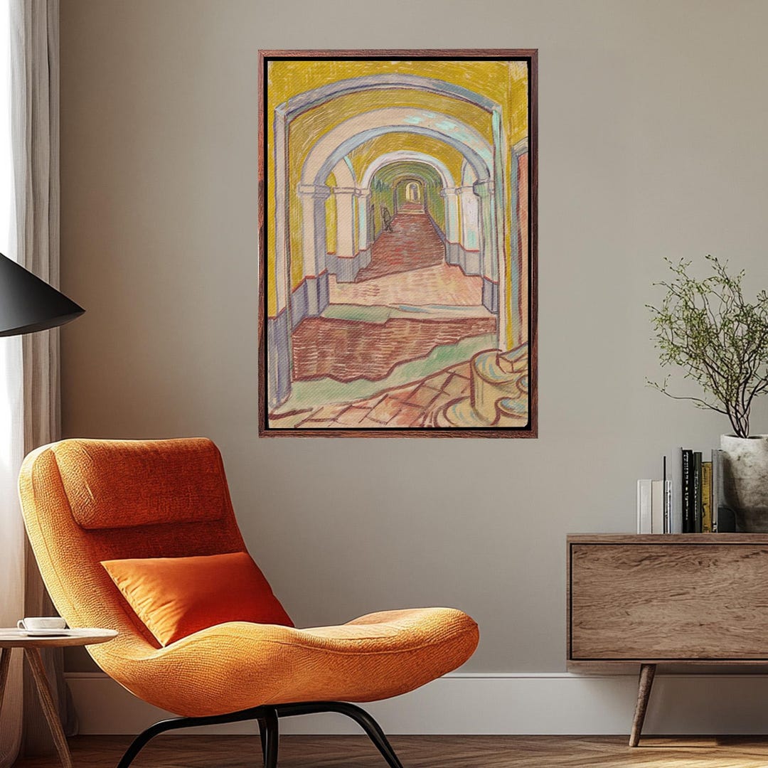 Vincent Van Gogh - Corridor İn the Asylum, Framed Canvas Wall Art ...