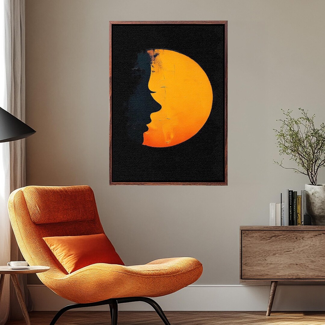Sun and Woman Silhouette Canvas Painting, İllustration Canvas Print ...