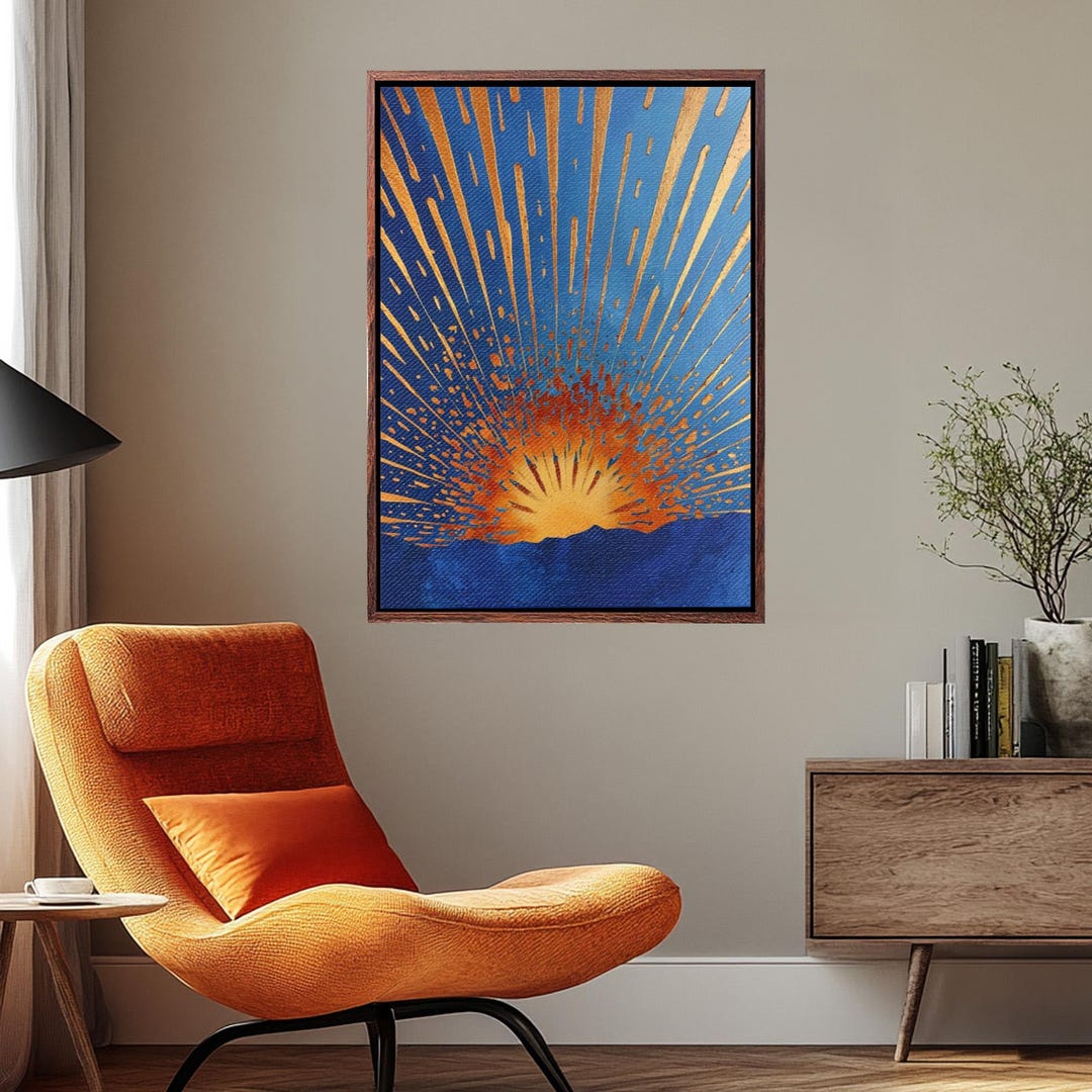 Abstract Sun Canvas Painting, İllustration Canvas Wall Art ...