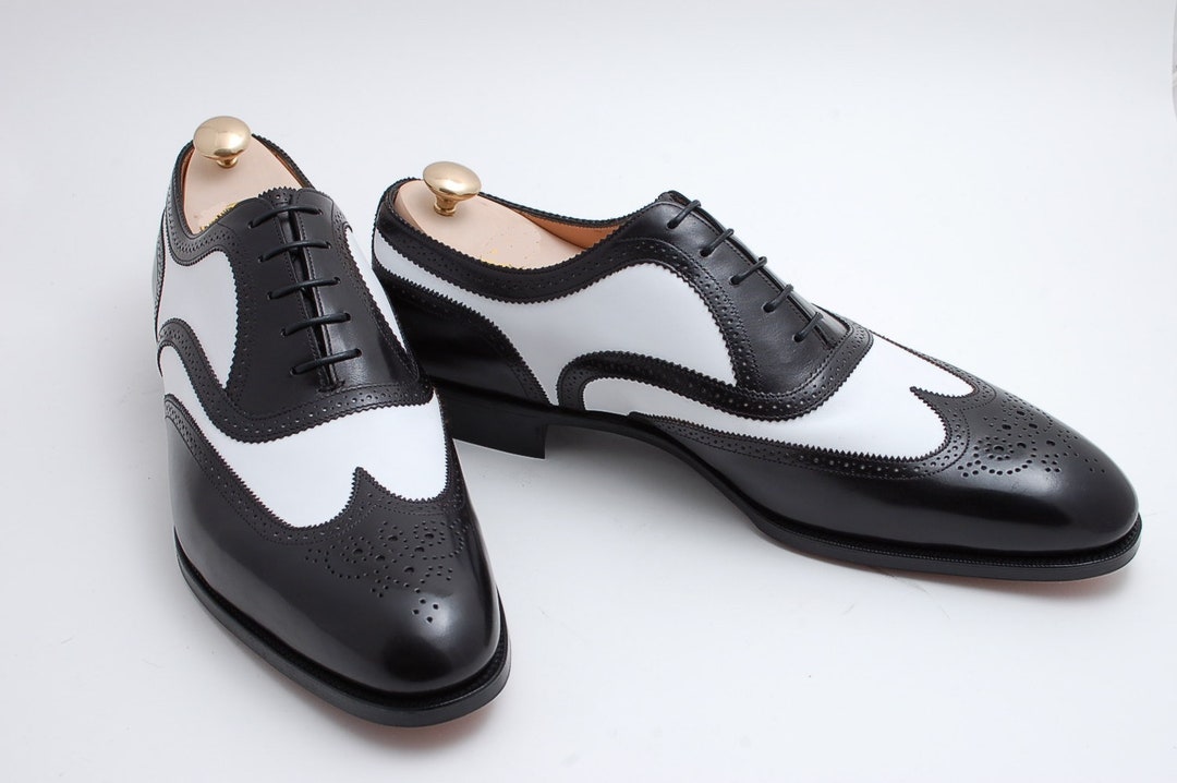 Men's Handmade Two Tone Spectator Wingtip Shoes |men's Black and White ...