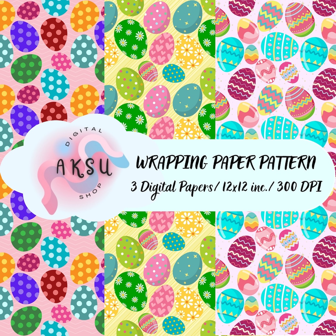 Easter Egg Digital Paper,easter Egg Wrapping Paper Pattern, Seamless ...