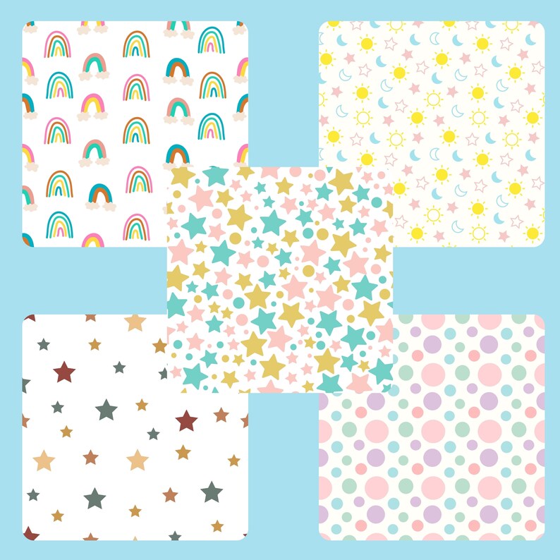 Watercolor Baby Seamless Pattern, Pastel Digital Paperpack, Baby Shower ...