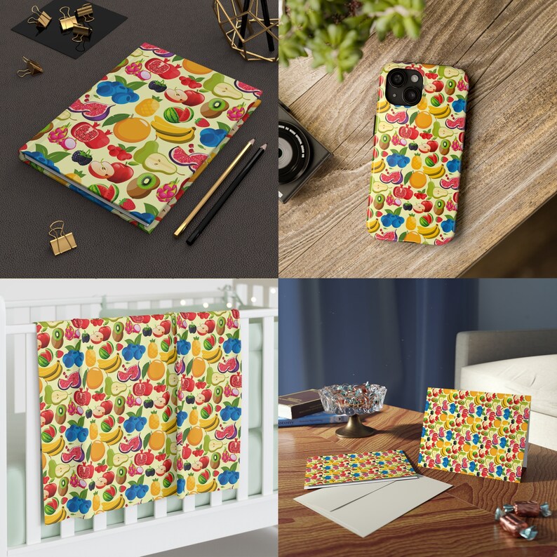 Summer Fruits Digital Paper, Colorful Fruits Seamless Pattern ...