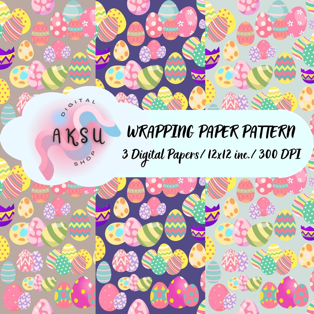 Easter Egg Digital Paper,easter Egg Wrapping Paper Pattern, Seamless ...