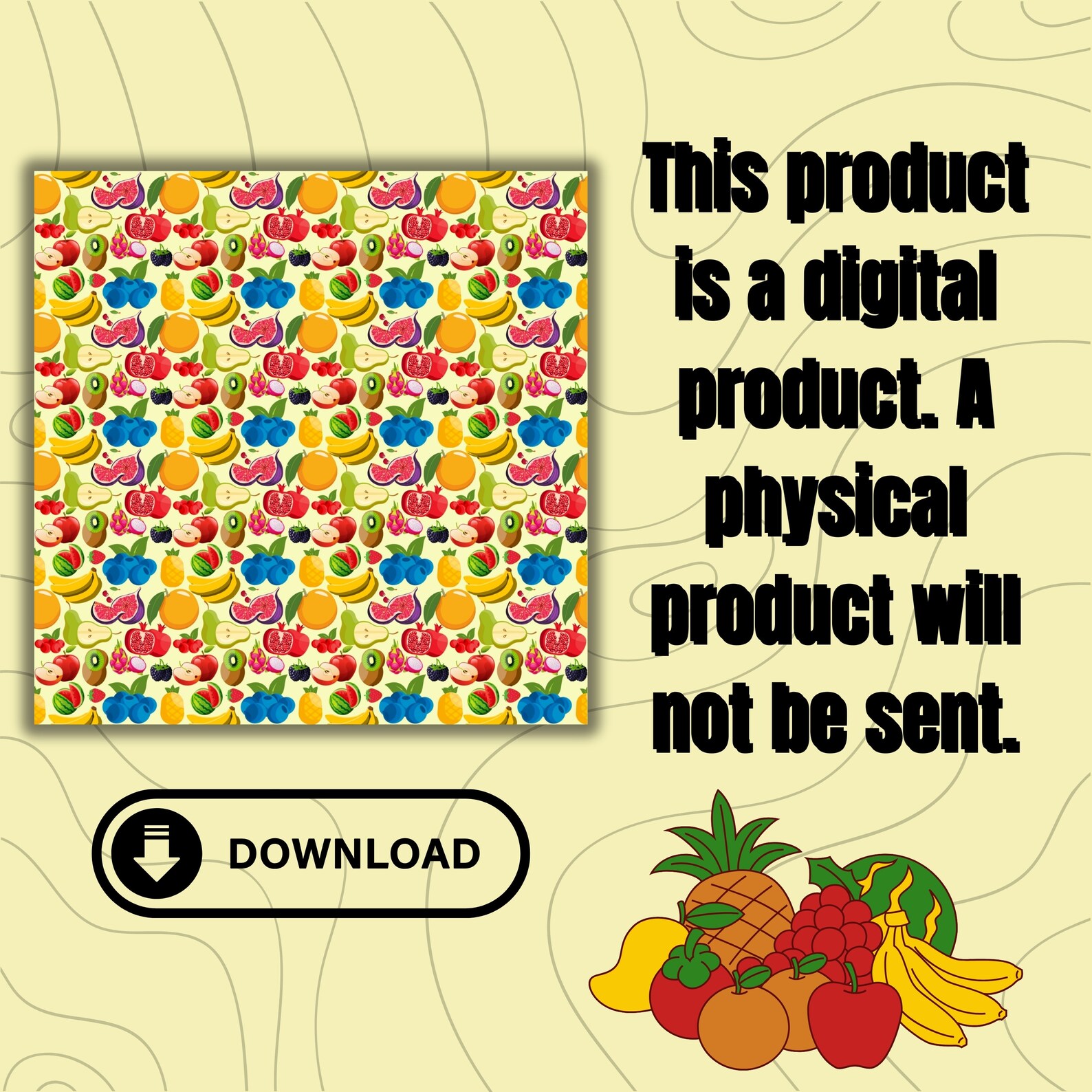 Summer Fruits Digital Paper, Colorful Fruits Seamless Pattern ...