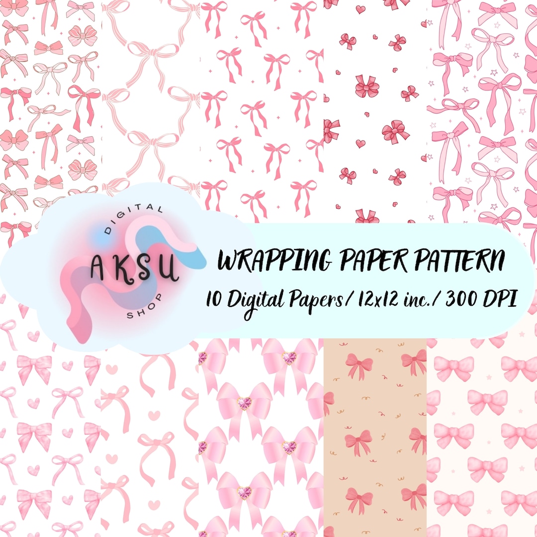 Pink Coquette Ribbon Seamless Pattern, Pink Ribbon Bow Scrapbook ...