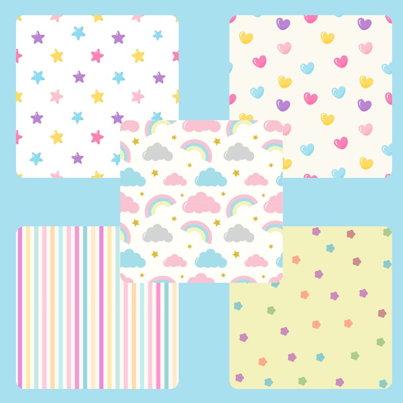 Watercolor Baby Seamless Pattern, Pastel Digital Paperpack, Baby Shower ...