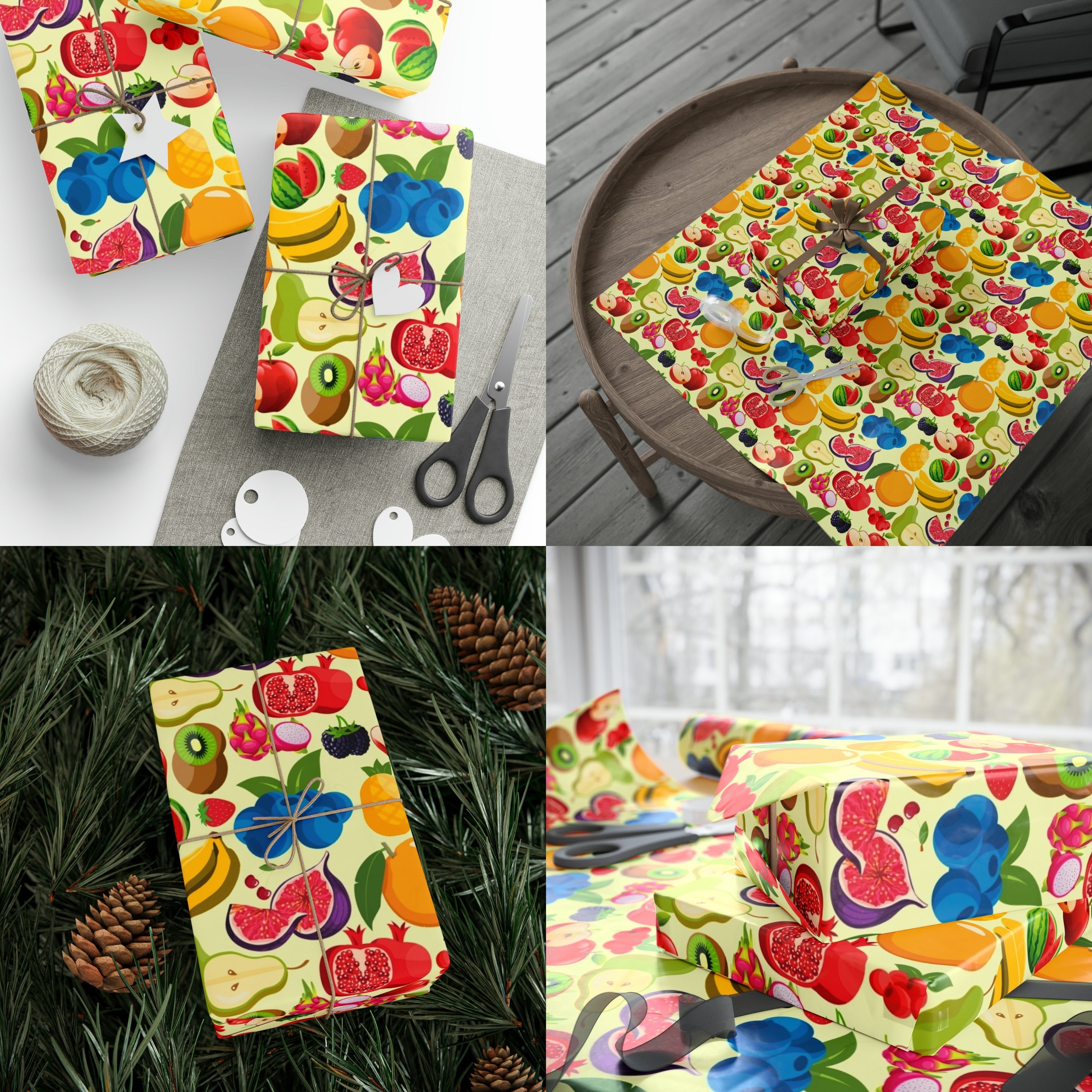 Summer Fruits Digital Paper, Colorful Fruits Seamless Pattern ...