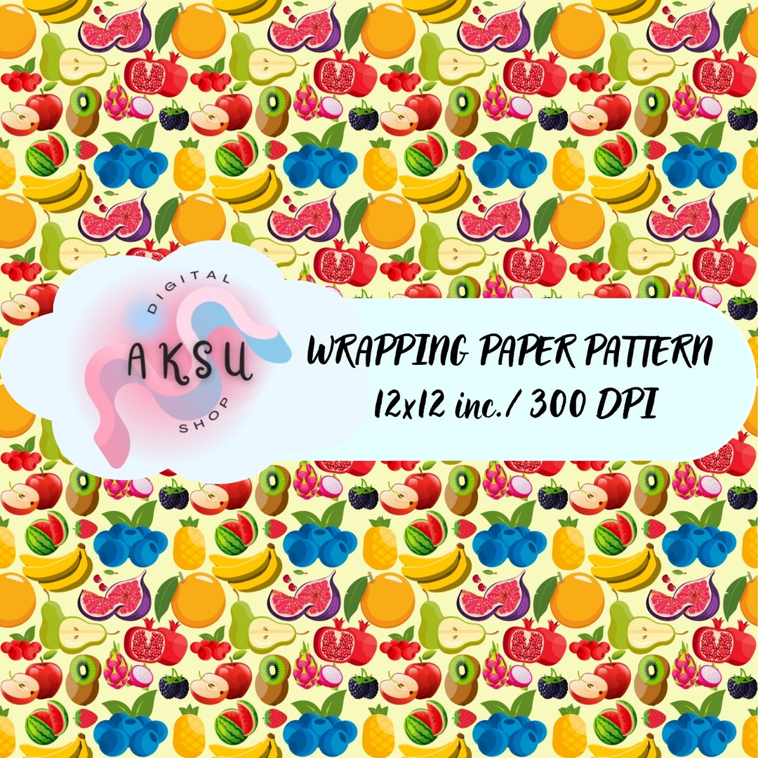 Summer Fruits Digital Paper, Colorful Fruits Seamless Pattern ...