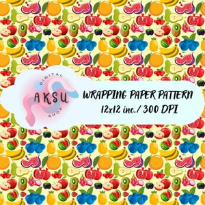 Summer Fruits Digital Paper, Colorful Fruits Seamless Pattern ...