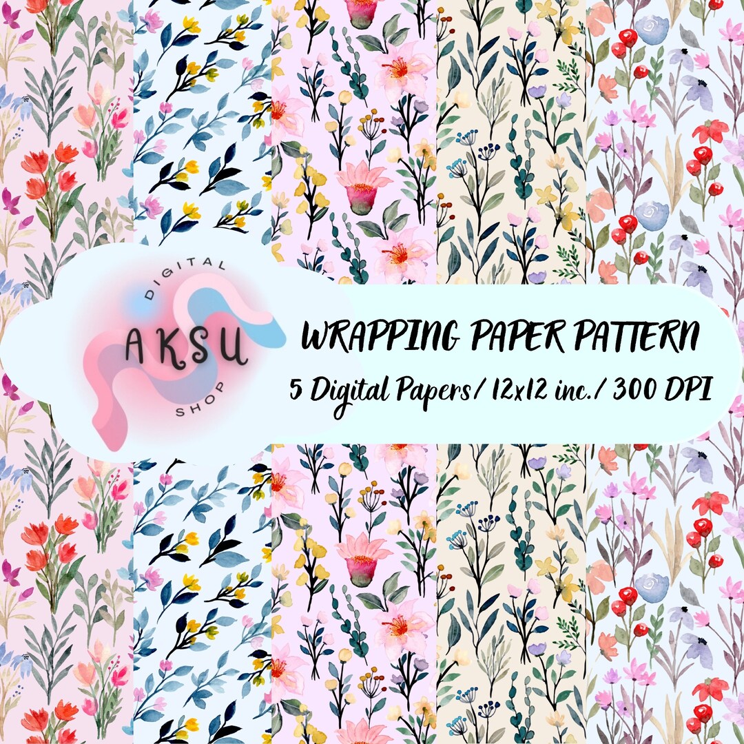 Watercolor Floral Digital Paper, Flowers Pattern, Commercial Use ...
