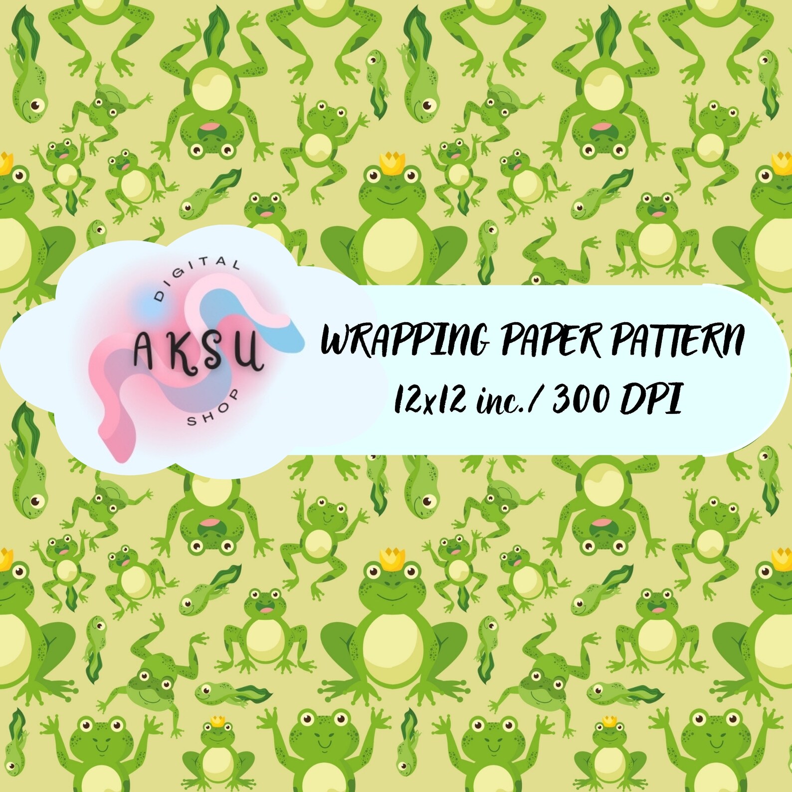 Seamless Frog Pattern, Frogs Digital Paper, Funny Scrapbook Pattern ...